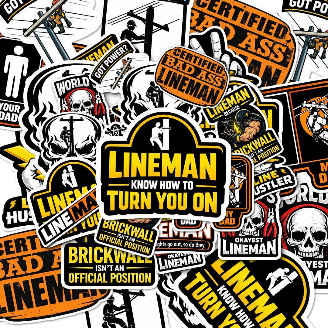 COMBO 100pcs Lineman Stickers Pack, Hard Hat Vinyl Stickers, Waterproof ...
