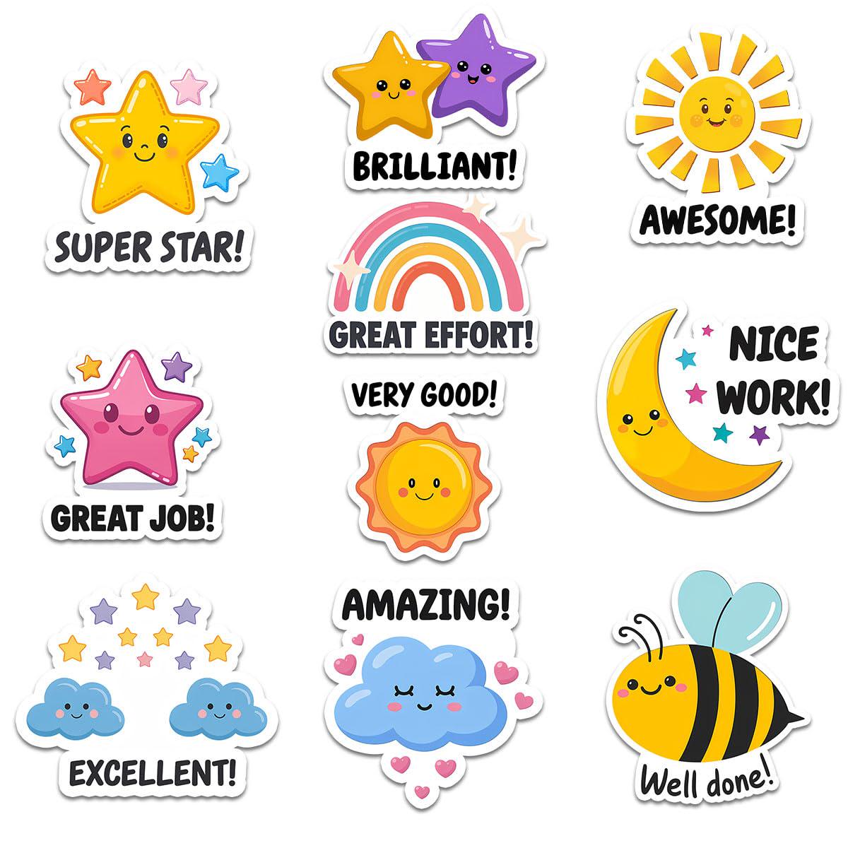 10 Pcs Cute Reward Stickers Pack – Motivational Vinyl Decals ...