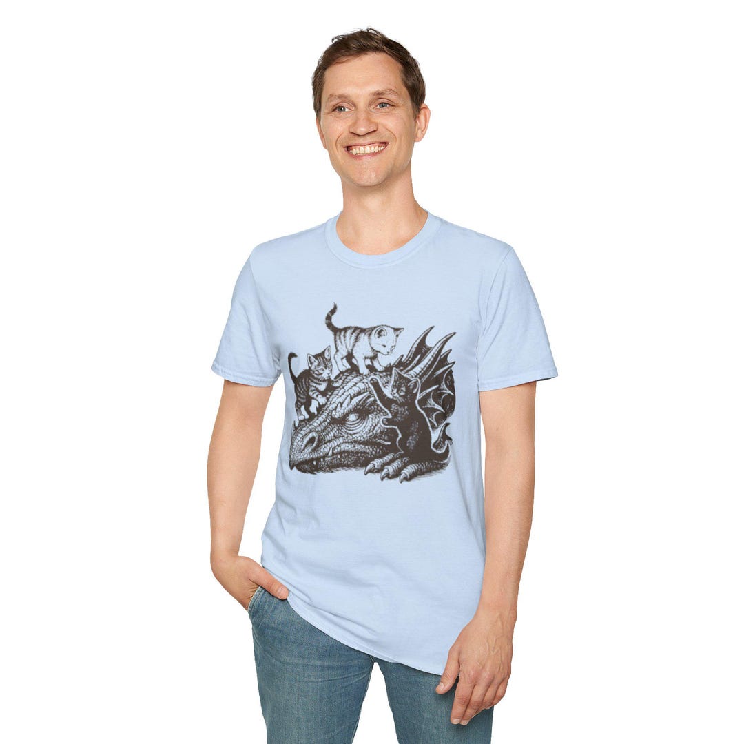 Dragon With a Hoard of Cats T-shirt | Fantasy Cat Hoard Illustration - Etsy