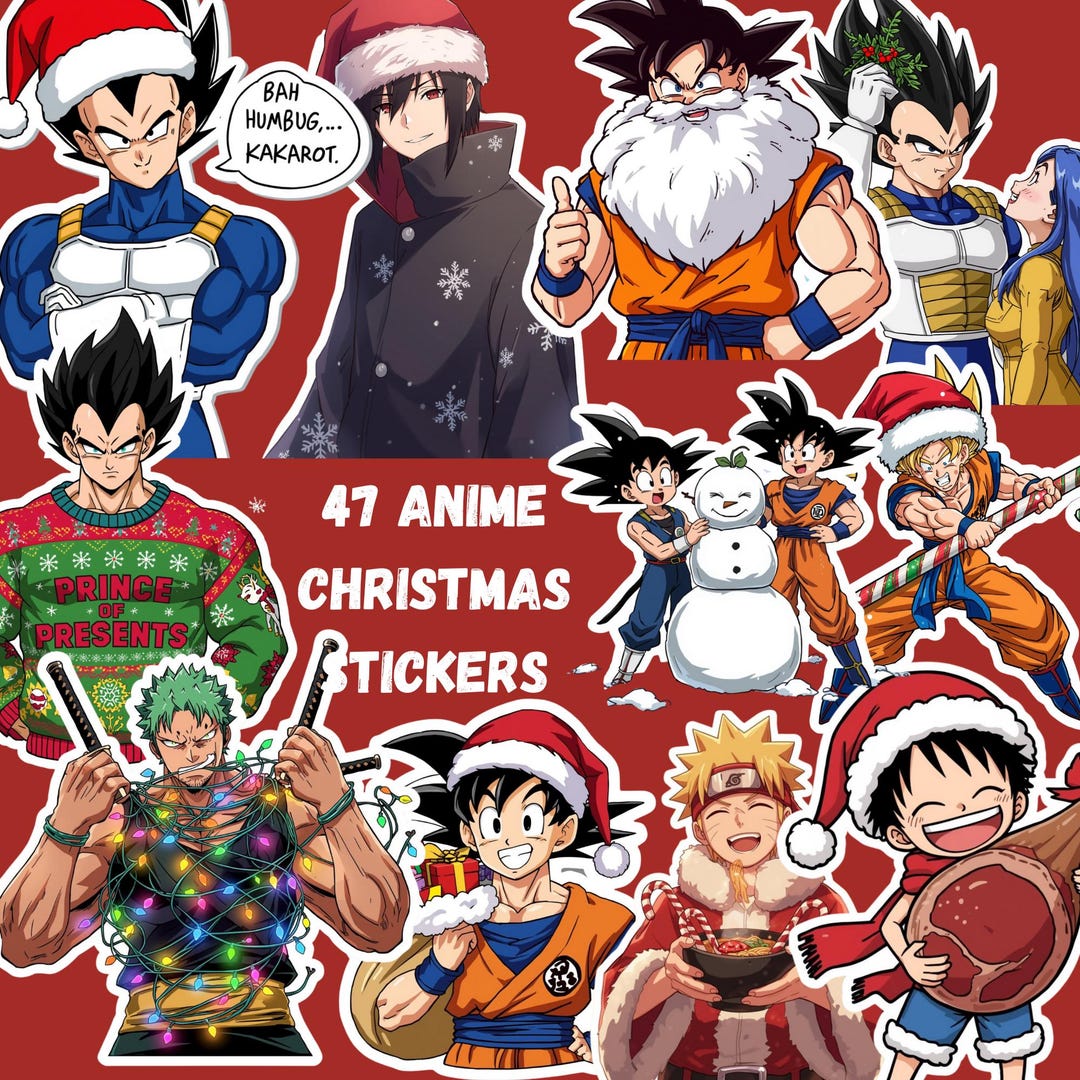 47 Anime Christmas Stickers | Cute Anime Xmas Stickers | Dragon Ball Z ...