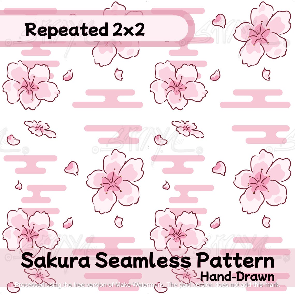 Sakura Seamless Pattern Hand-drawn Design, Japanese Cherry Blossom ...