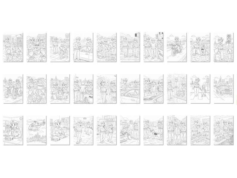 Police Coloring Pages for Kids | 30 Police Scenes | Printable A4 Bundle ...