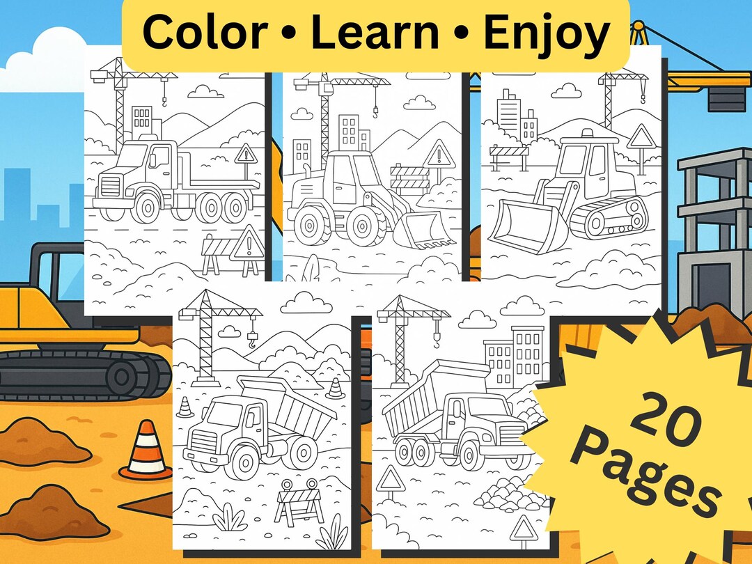Construction Vehicles Coloring Pages for Kids – 20 Printable Trucks ...