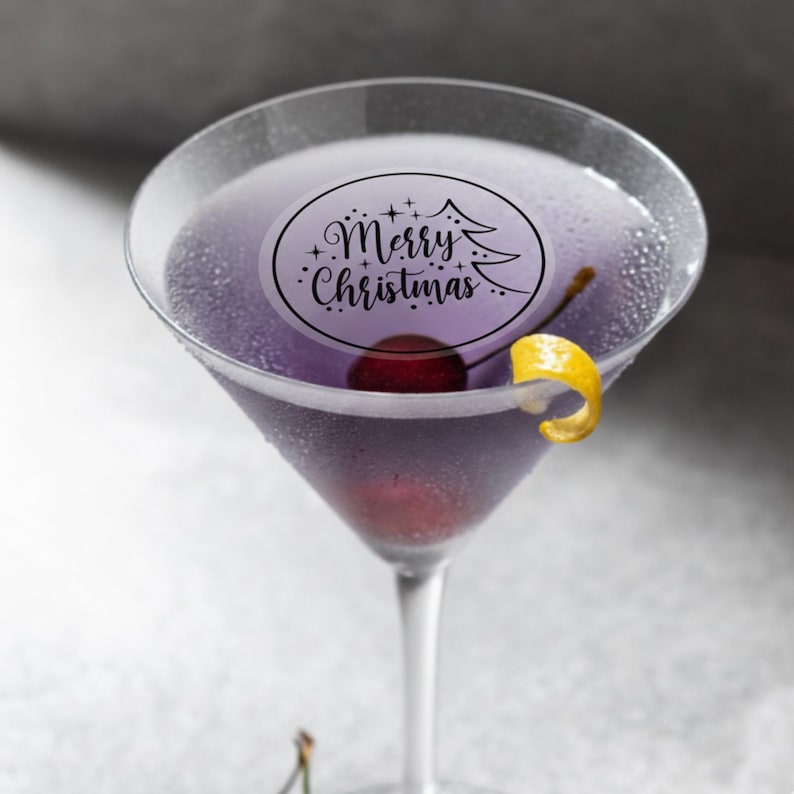 Christmas Drink Toppers, Edible Wafer Paper Circles, Floating Cocktail Cup Toppers, Holiday Bar ...