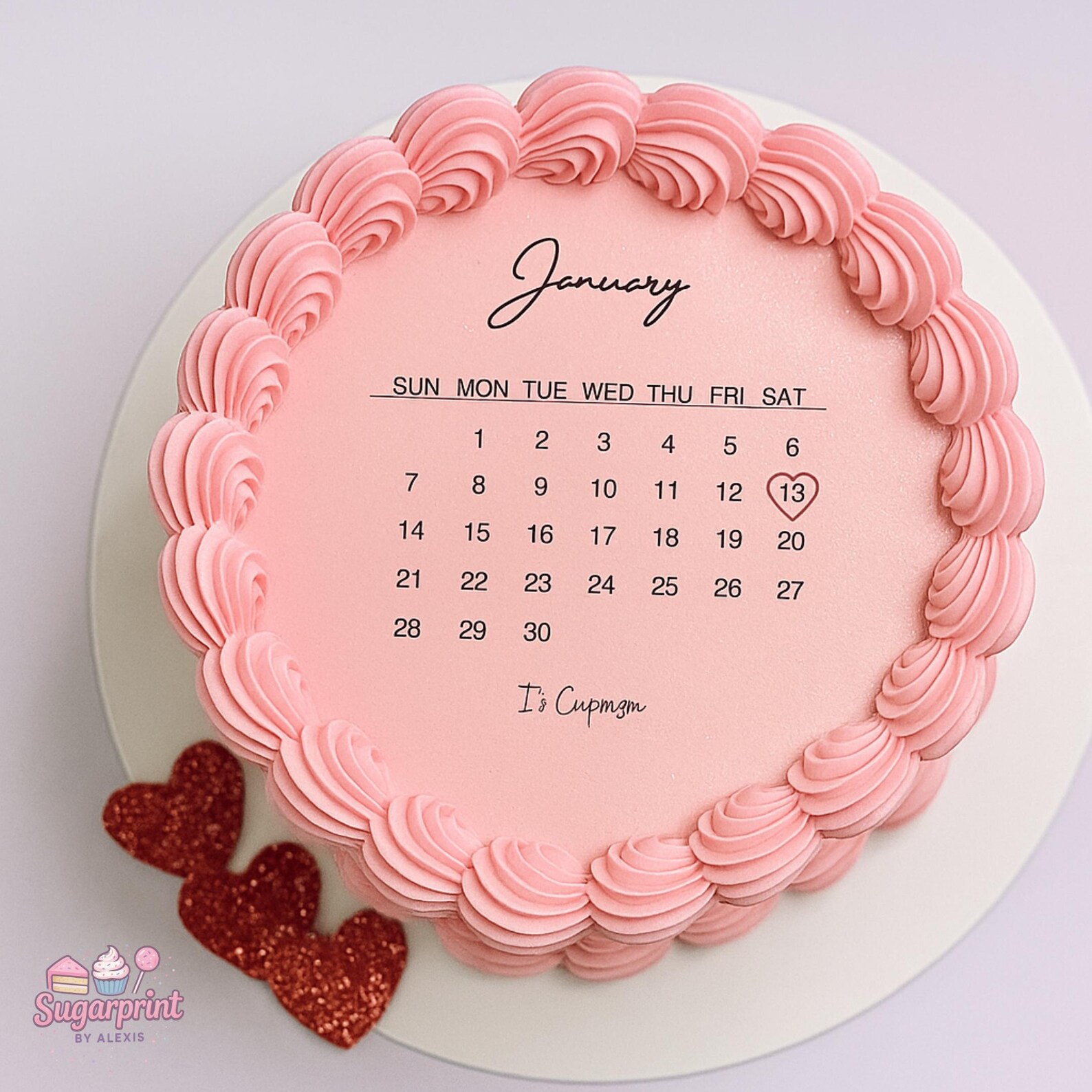 CUSTOM EDIBLE CALENDAR Cake Topper: Digital Download, Printable Burn ...