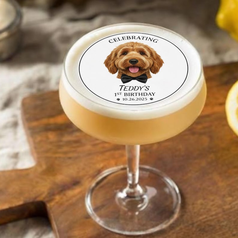 CUSTOM PET PHOTO Drink Toppers: Edible Wafer Paper Circles, Dog Cat ...