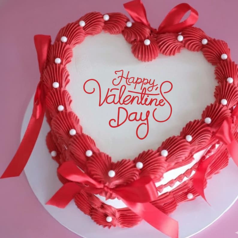 VALENTINE CAKE TOPPER: Happy Love Heart Edible Icing Sheet, Round ...