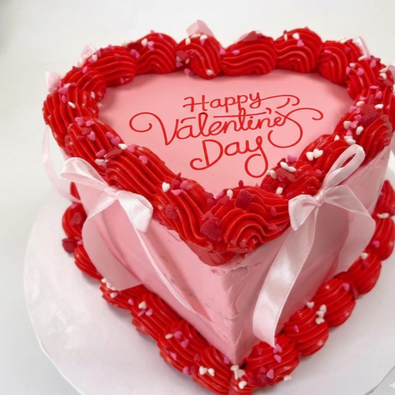 VALENTINE CAKE TOPPER: Happy Love Heart Edible Icing Sheet, Round ...