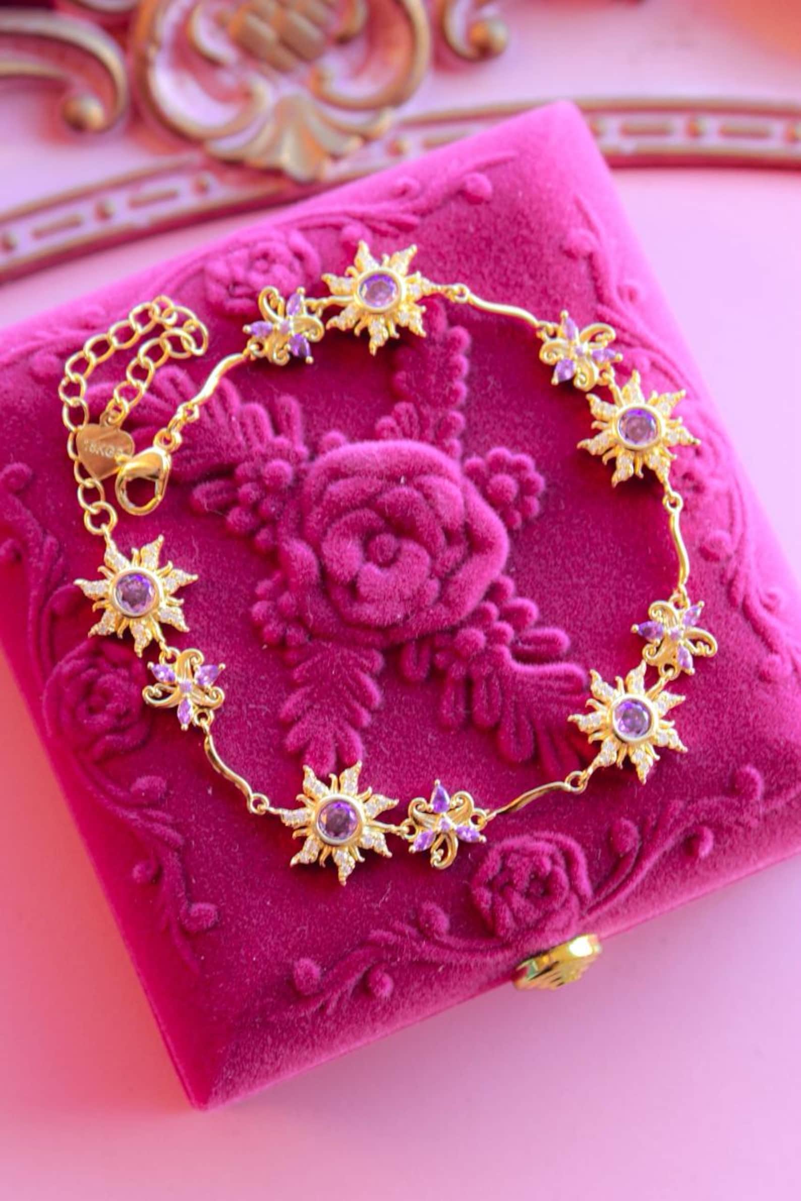 18KGP Charm Sun Flower Purple Princess Gold Charms Plated Valentine Day ...