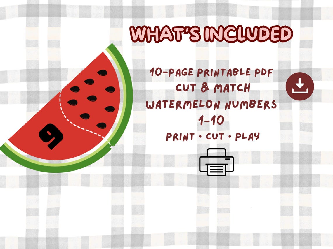 Watermelon Number Matching Activity | Printable Preschool Math Game ...