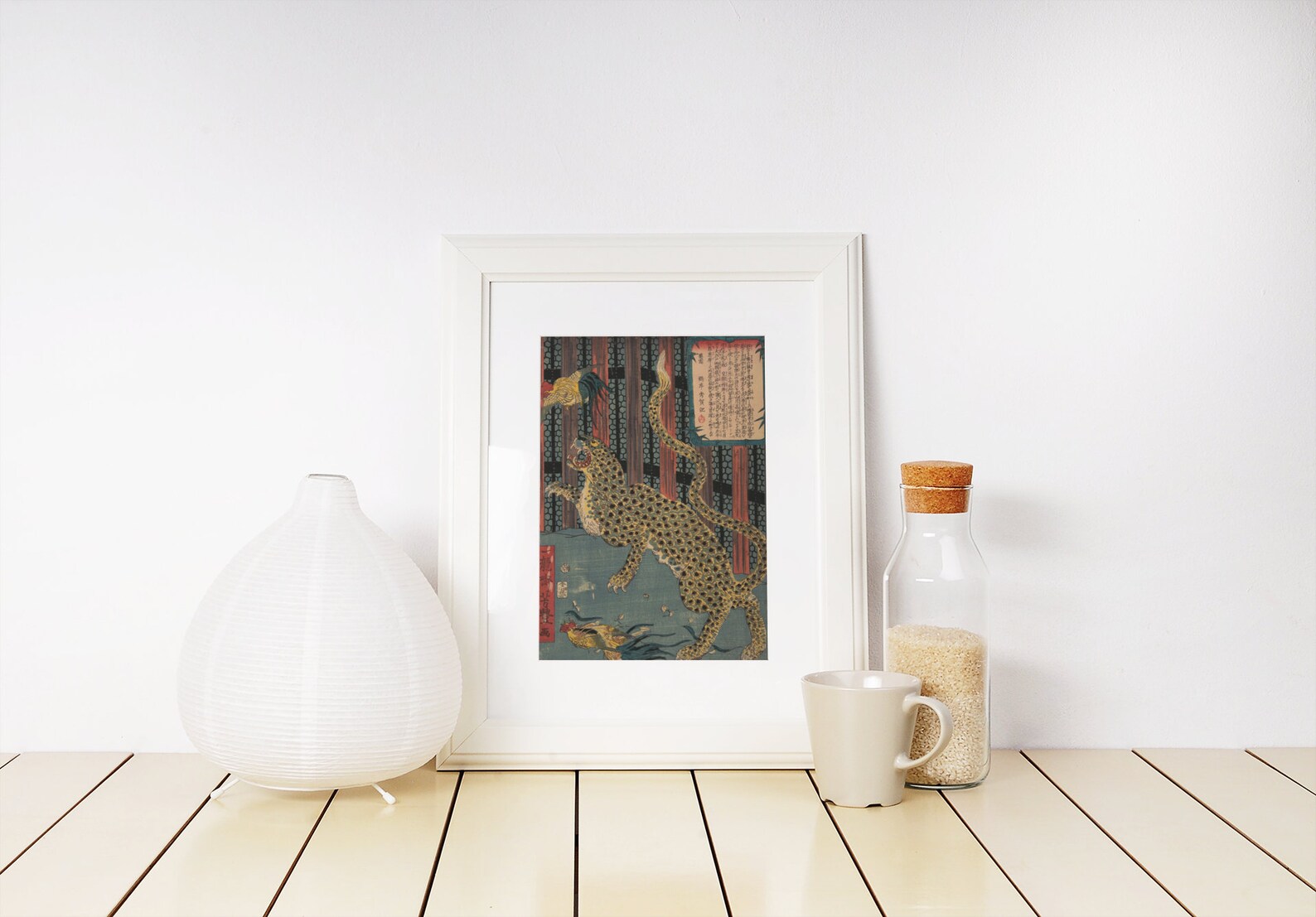 Beautiful Japanese Print Tiger in a Cage Vintage Art / Poster Japanese ...