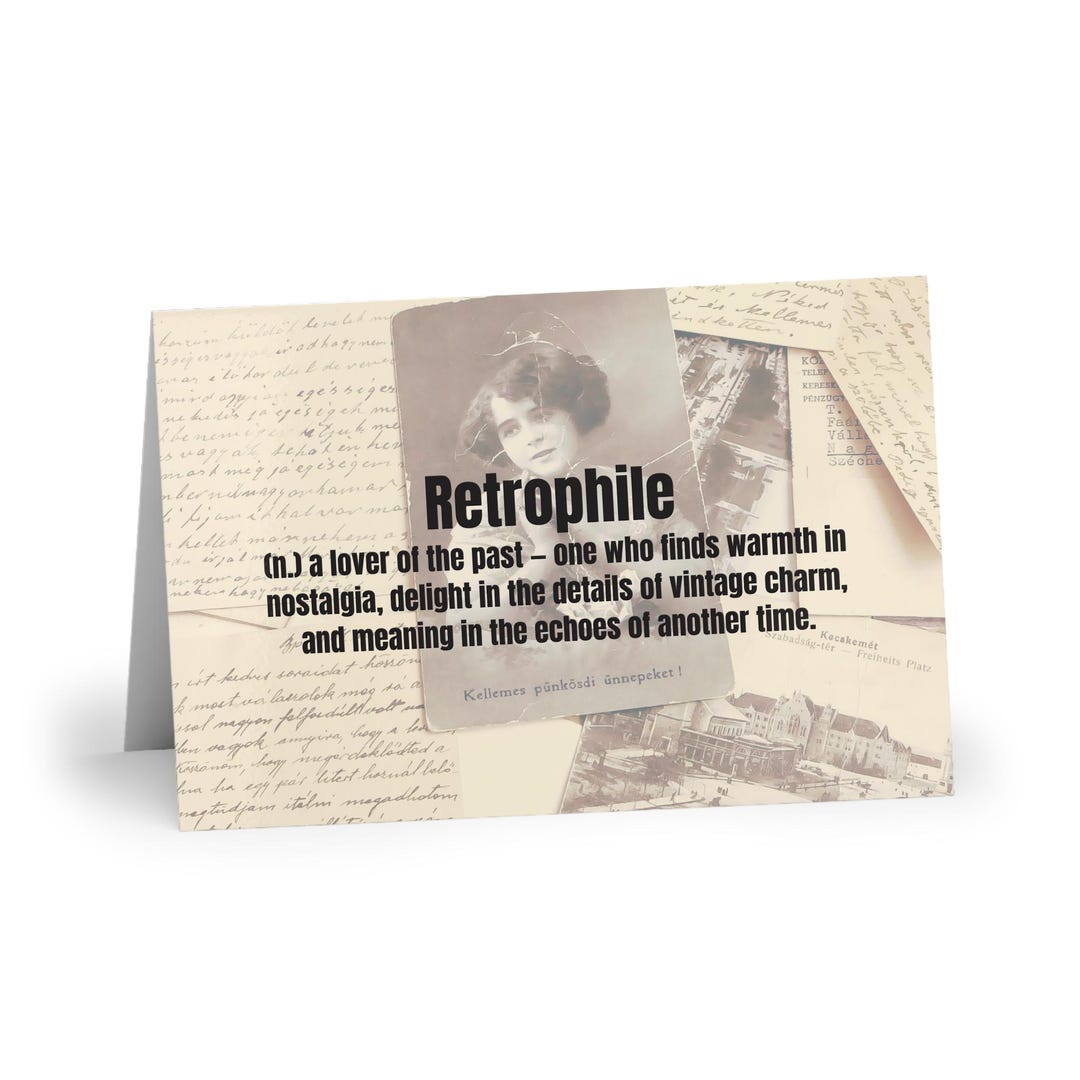 Retrophile Greeting Card | Vintage Lover Gift | Nostalgic Literary Word ...