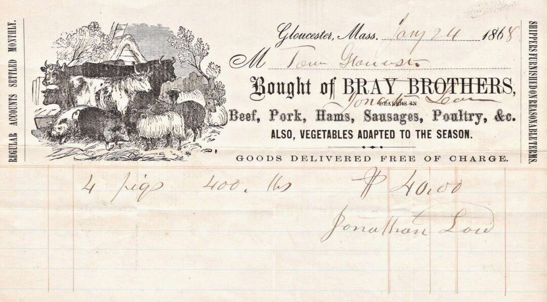 Civil War Era Antique Delivery Receipt 1868 Bray Brothers A1HH - Etsy