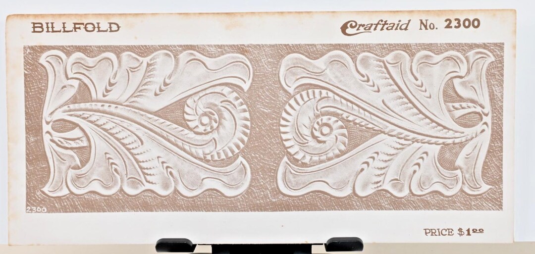 1953 Craftaid Leathercraft Template No. 2300 Billfold Scroll Floral ...