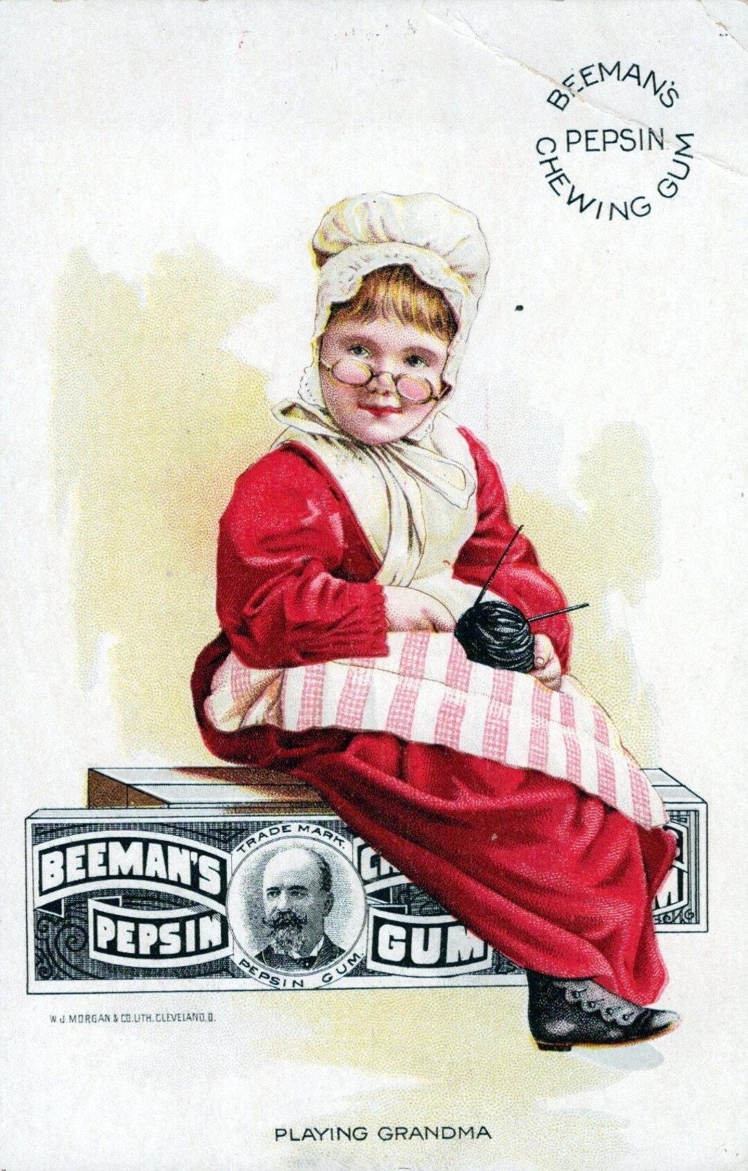 Victorian Beeman’s Pepsin Gum Trade Card Playing Grandma Girl Ad C1890s ...