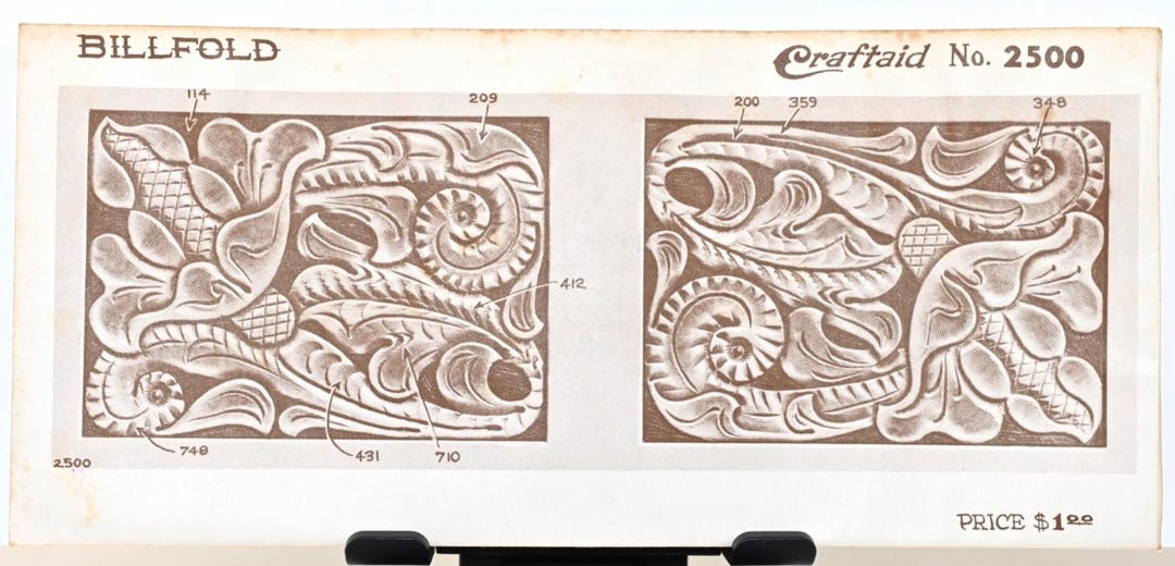 Craftaid No. 2500 Leathercraft Template Billfold Ornamental Scroll ...