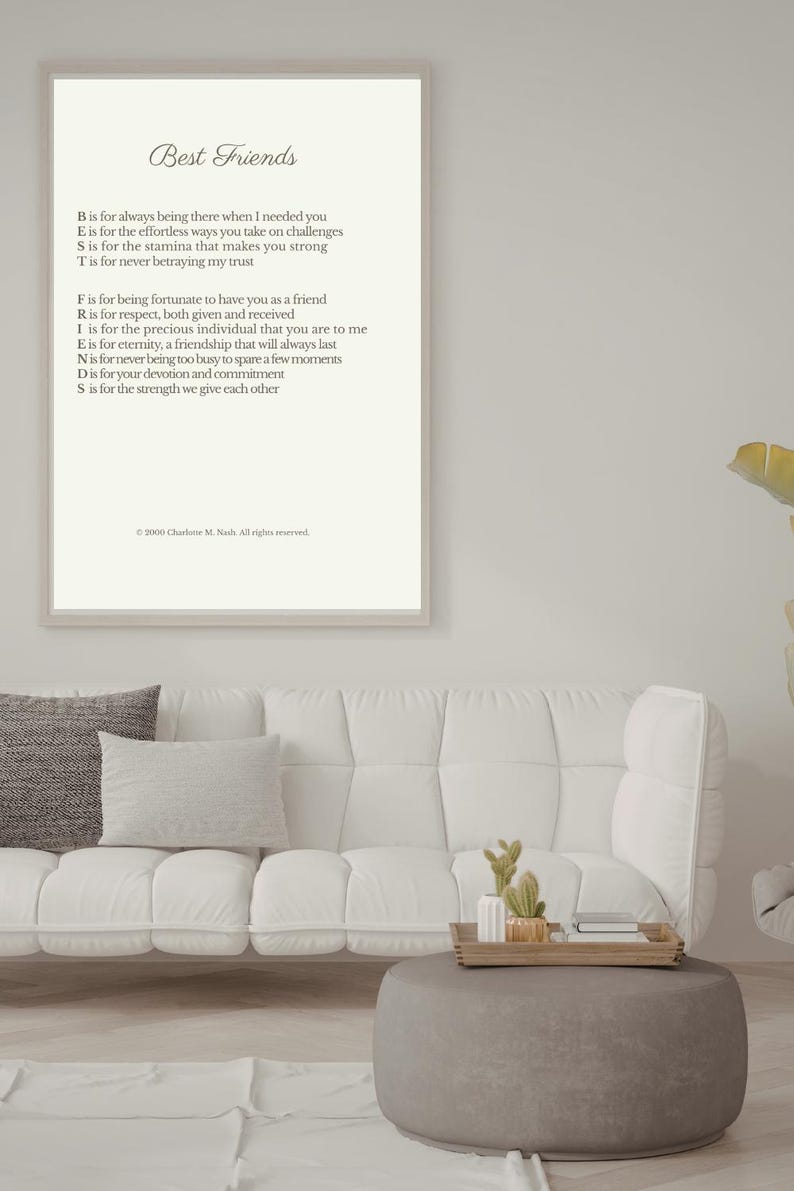 Best Friends Poem Printable Wall Art, Friendship Gift for Best Friend ...