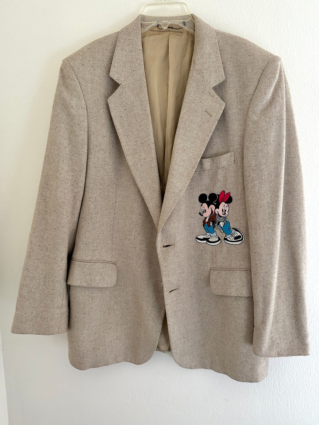 1990's Sport Coat | Embroidered Mickey and Minnie Mouse Blazer - Etsy