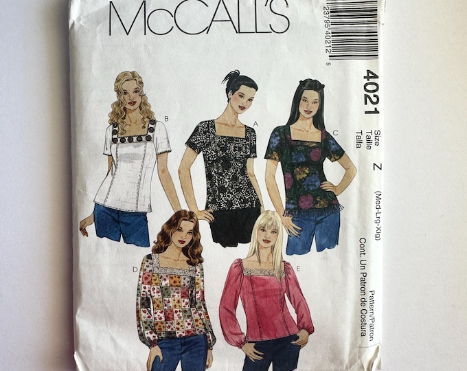 Mccall’s Sewing Pattern 4021 | Misses’/miss Petite Tops | Y2K Tops ...