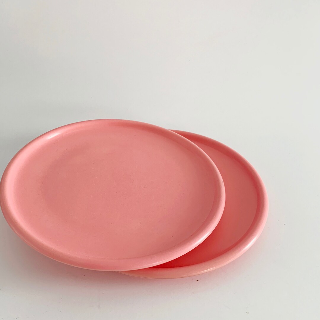 Vintage 1980's Pink Plates | Pink Plastic Plates - Set of 2 | Pink ...