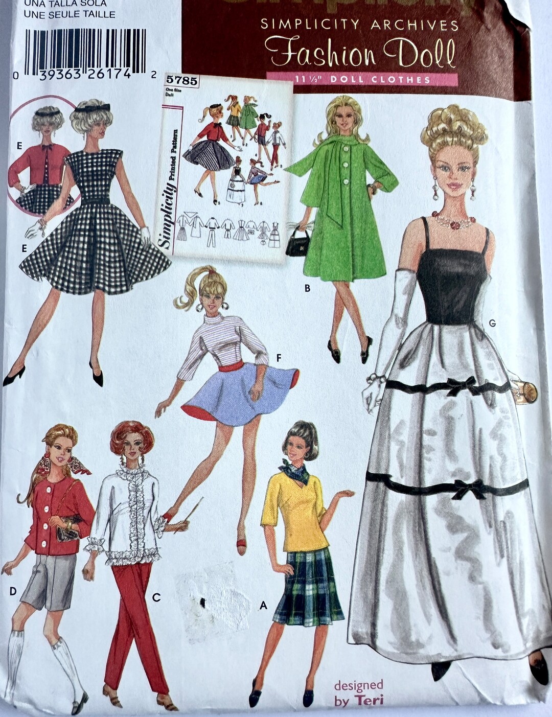 Simplicity Doll Sewing Pattern 5785 | Vintage Fashion Doll Sewing ...