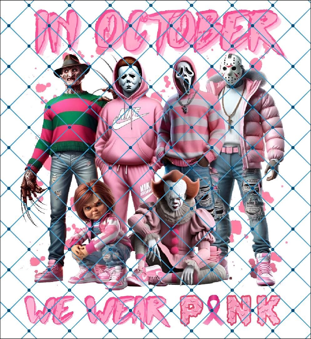 In October We Wear Pink - Awarness Design - Pink Design - Halloween ...