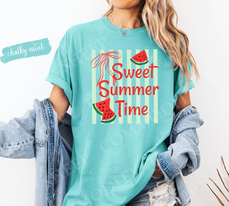Sweet Summer Time T-shirt, Watermelon Graphic, Striped Pastel Top ...