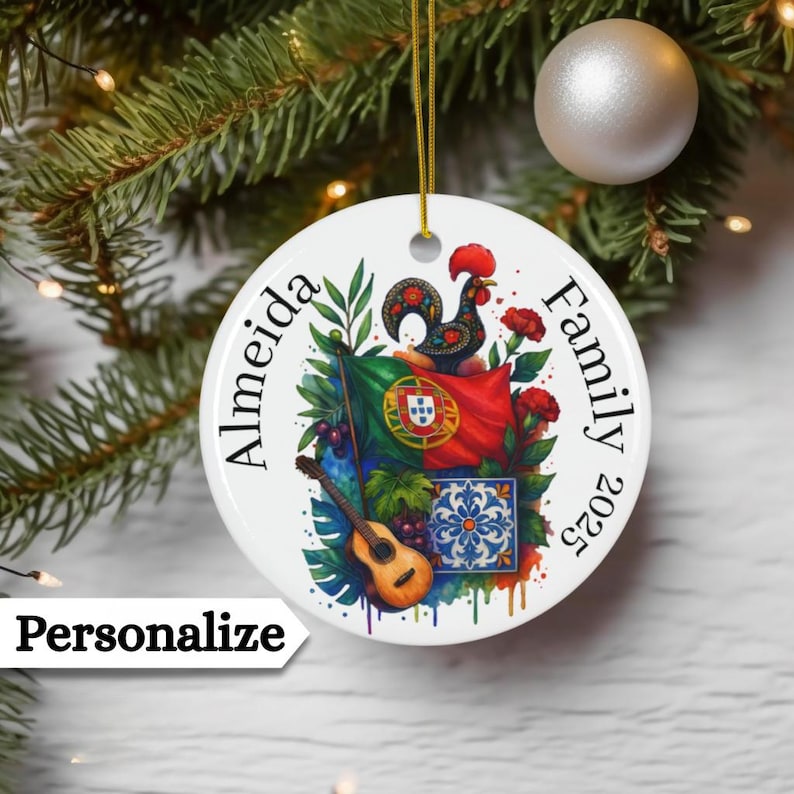 Personalized Portugal Ornament, Portugal Flag Christmas Ornament ...