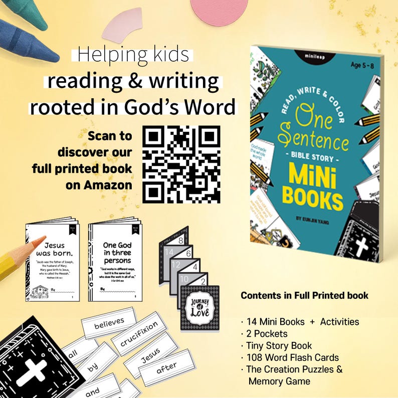 Printable Bible Story Mini Books Kids Reading & Writing Activities ...