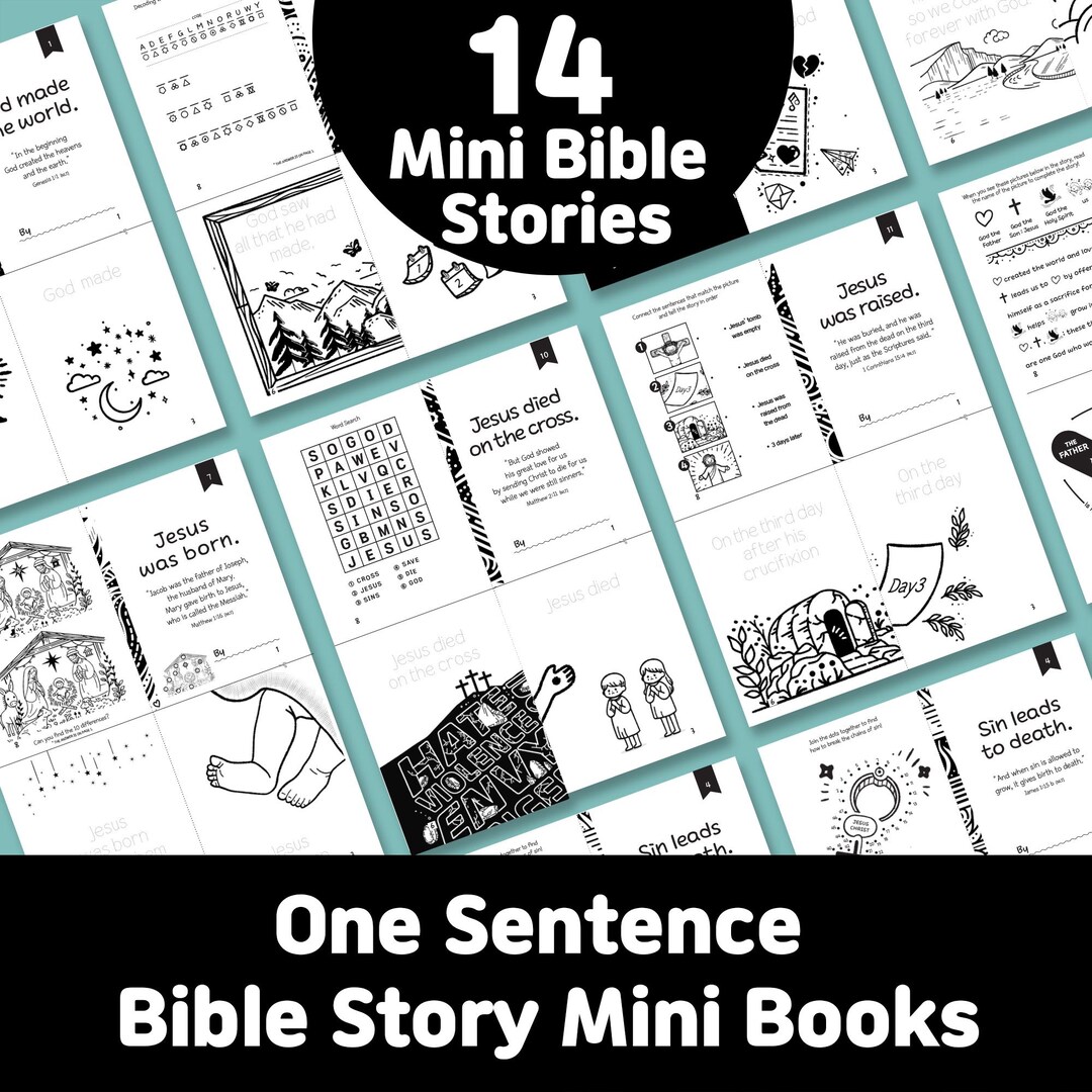 Printable Easy Bible Story Mini Books for Kids Reading & Writing ...