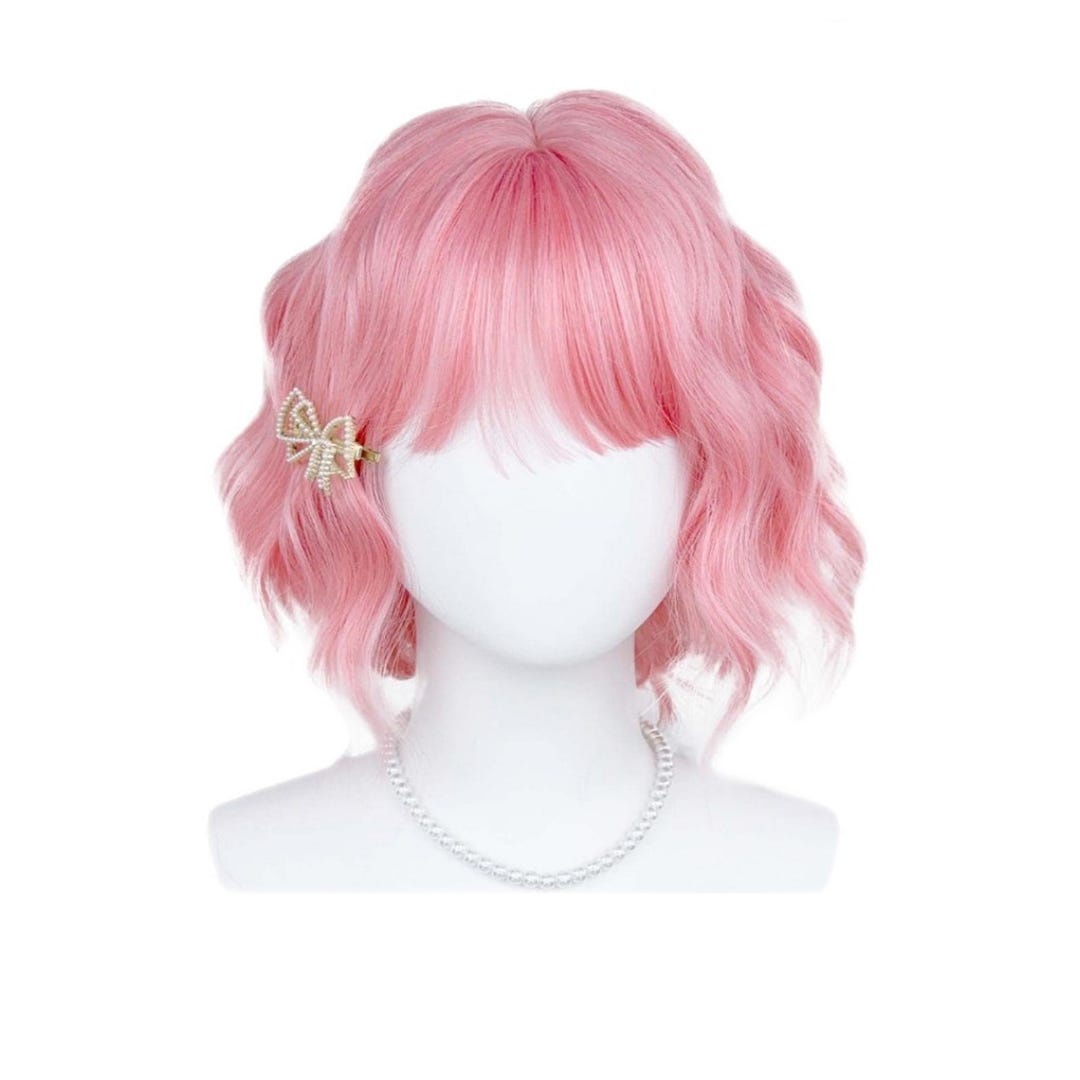 Pink Bob Wig Cosplay Soft Fancy Dress Costume Accessory Festival Cute ...