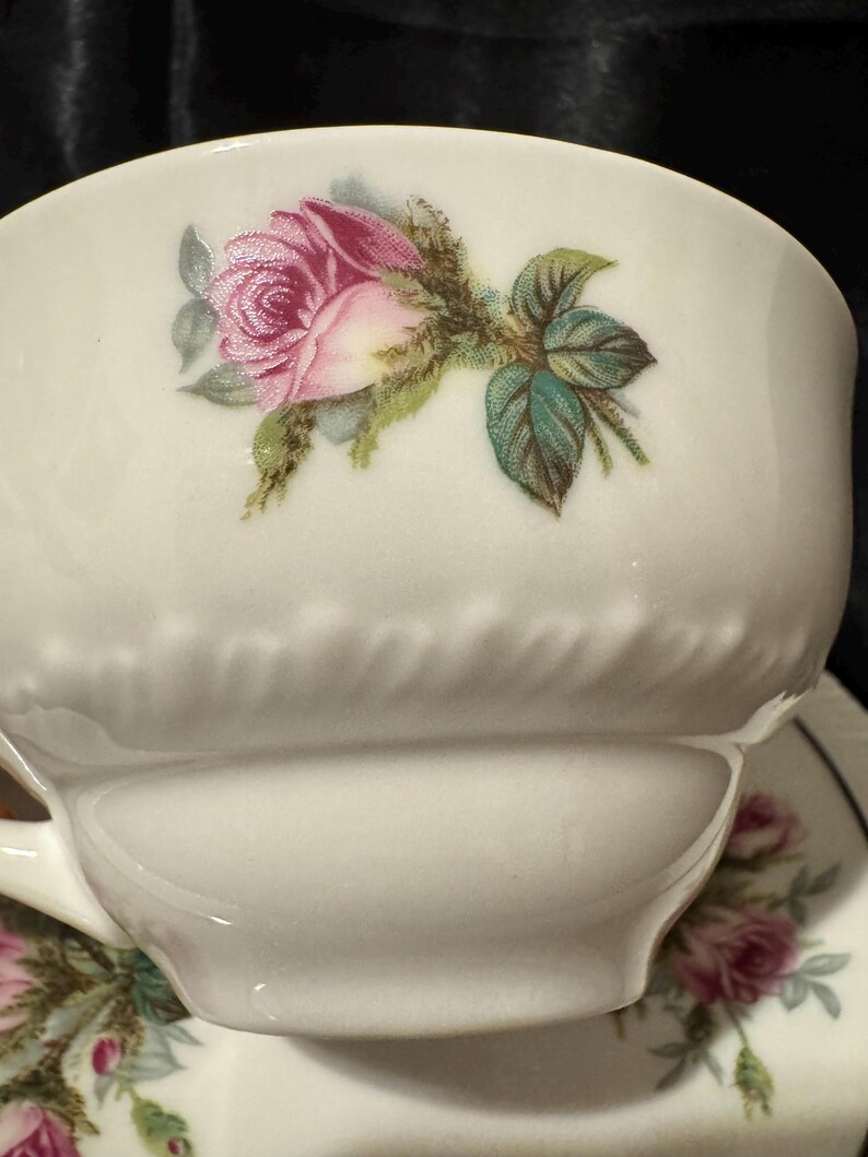 Vintage Hanover China Teacup & Saucer Set – Pink Rose Anniversary ...