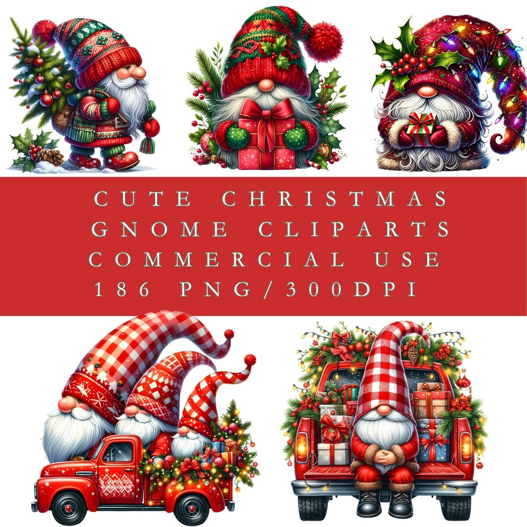 Cute Christmas Gnome Clipart, Cozy Knitted Holiday Gnomes, Christmas ...