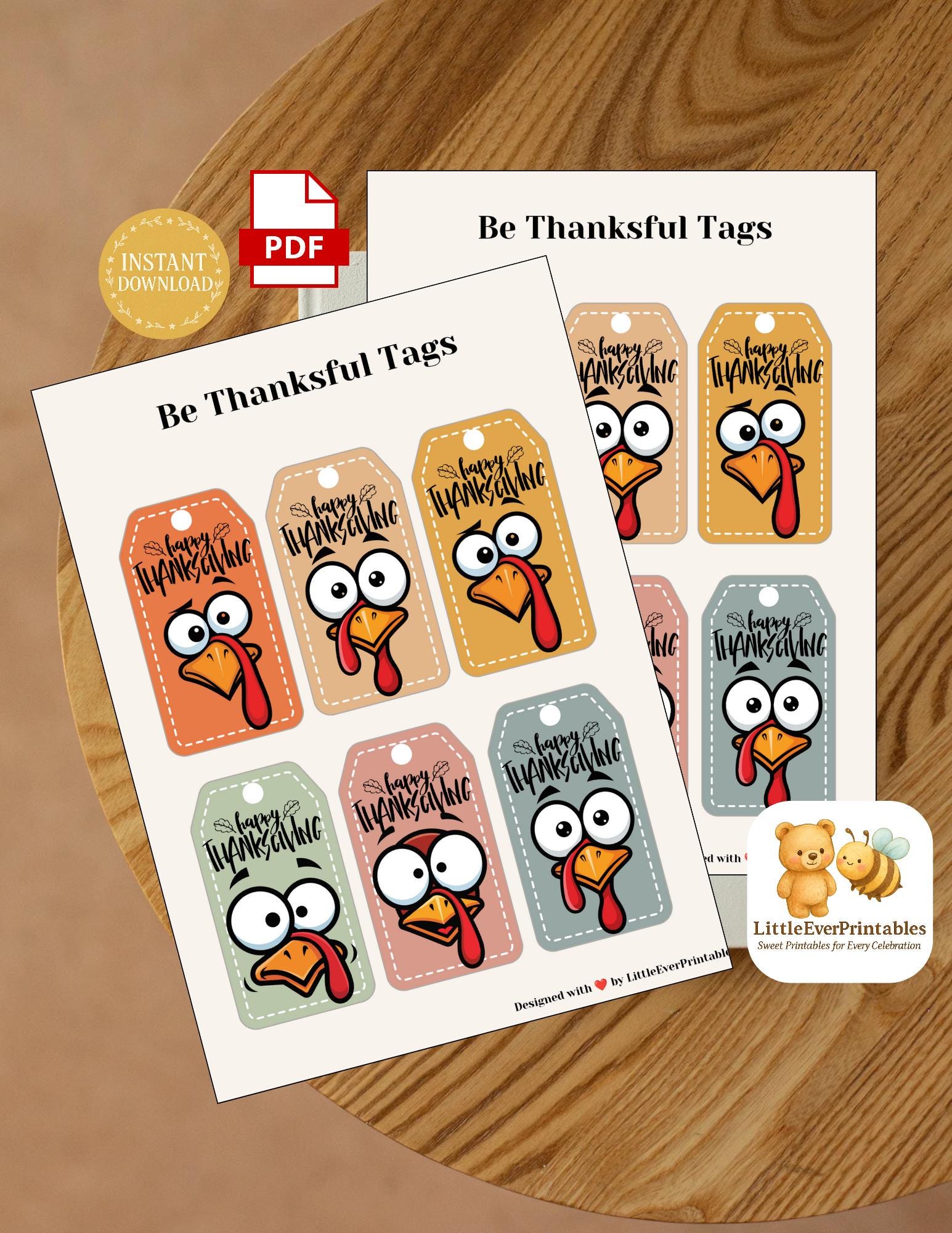 Printable Thanksgiving Gift Tags | Funny Turkey Tags | Fall Party Favor ...