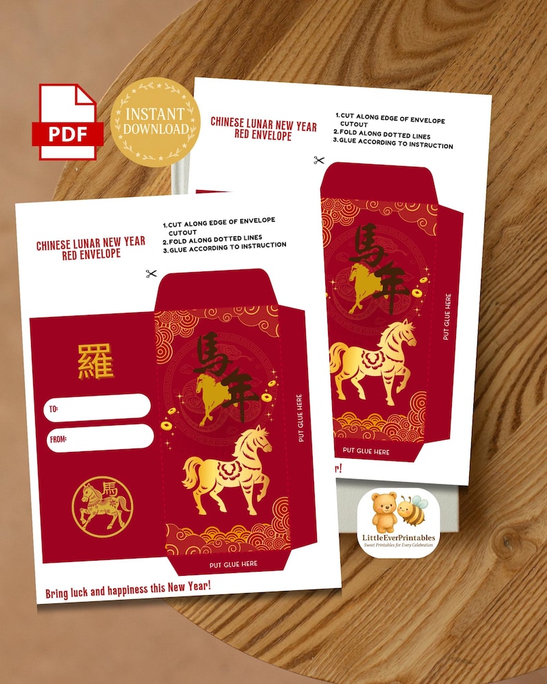 Chinese New Year Red Envelope Printable | Luo / Law 羅 Surname Hongbao ...