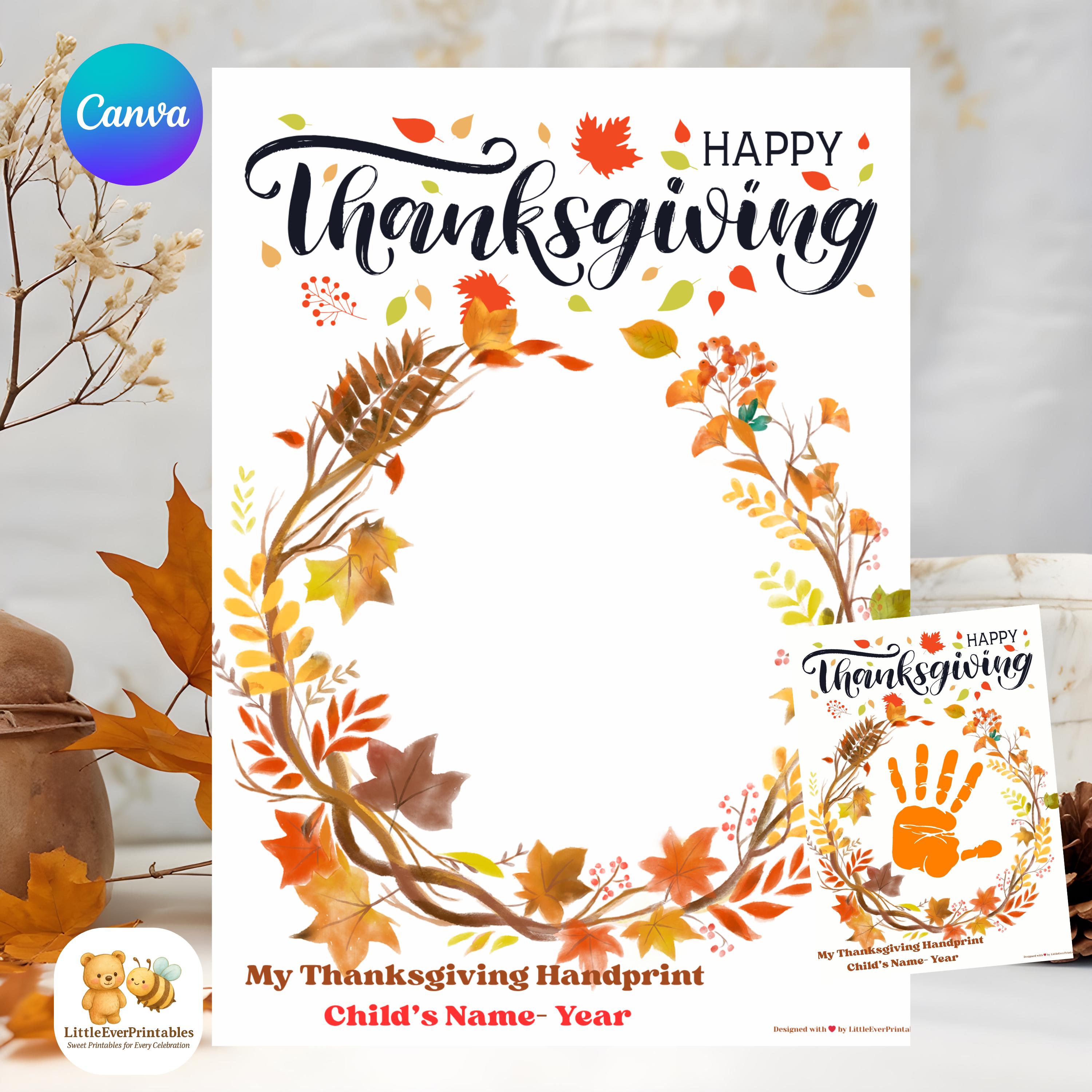 Thanksgiving Handprint Craft Template | Printable Fall Activity for ...