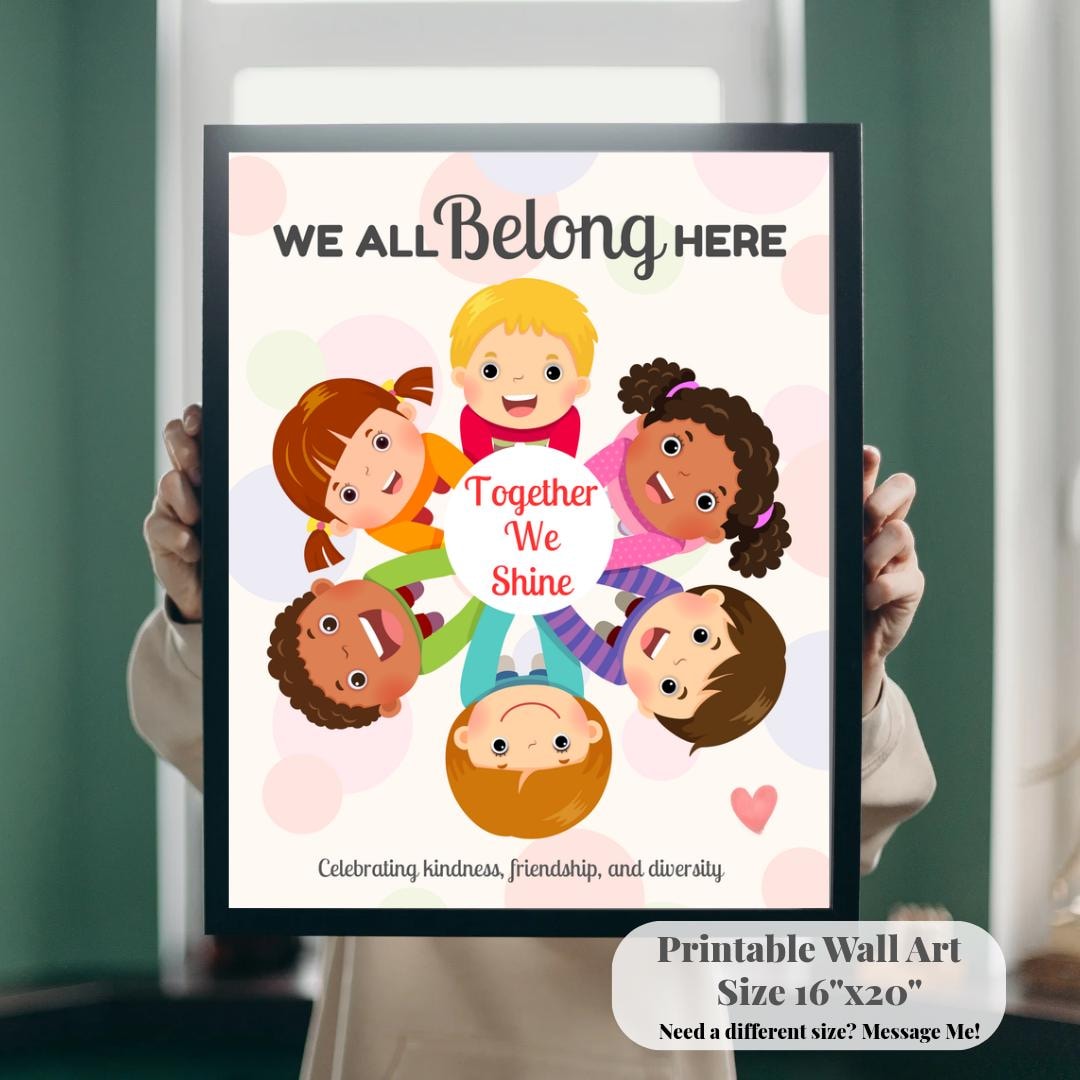 We All Belong Here Printable Wall Art | Diversity Classroom Poster ...