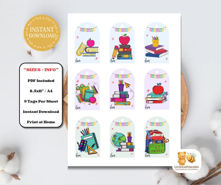 Teacher Reward Gift Tags Printable, Classroom Incentive Tags, Back to ...