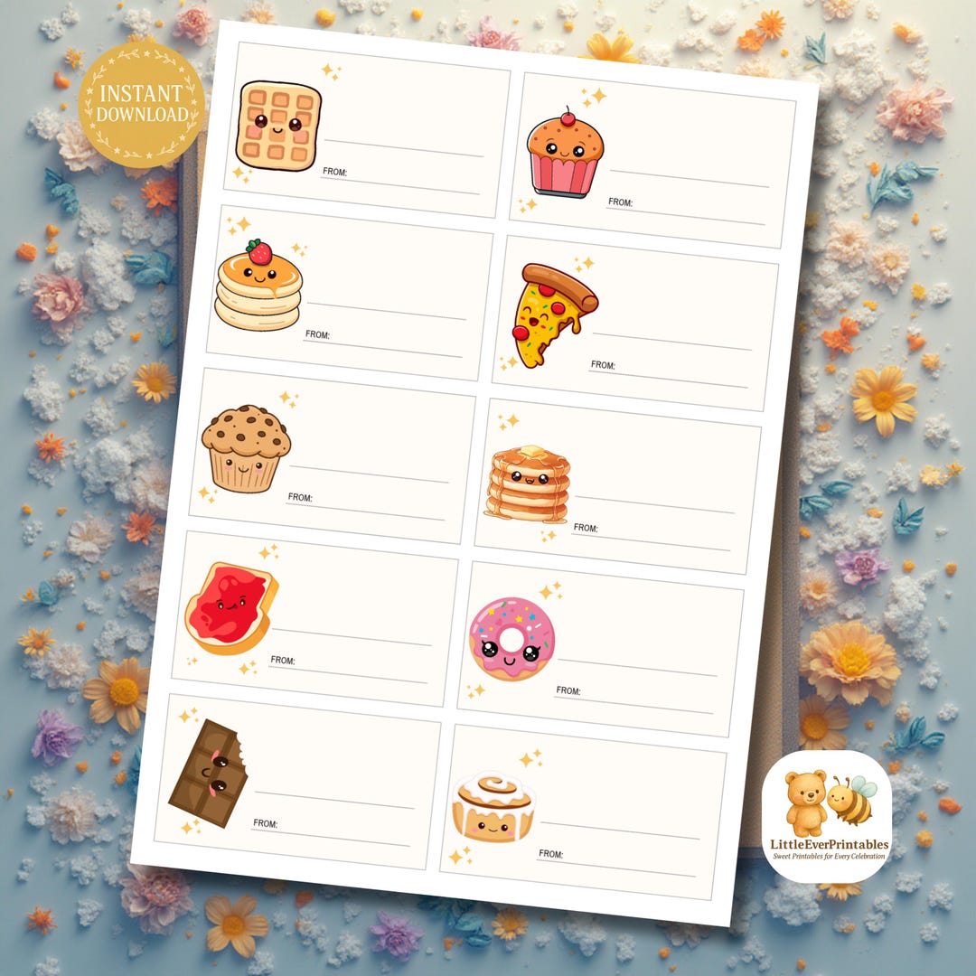 Cute Lunch Notes Printable • Kawaii Food Lunchbox Cards • Kids Lunch ...