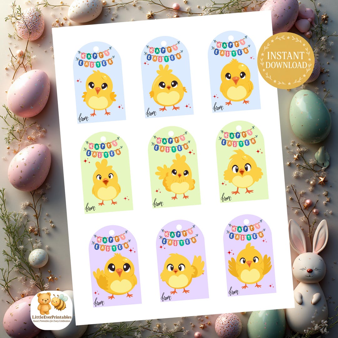 Cute Easter Chick Gift Tags Printable · Spring Baby Chick Tags · Easter ...