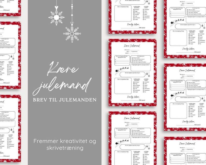 Brev Til Julemanden Printable A4 PDF • Udfyld-selv Julebrev Til Børn ...