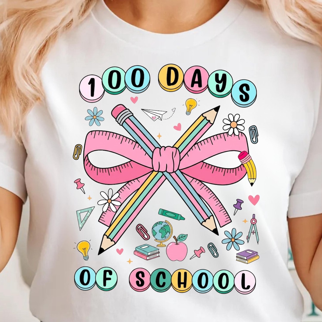 100 Days of School Coquette PNG, Teacher 100 Days Bracelet Png ...