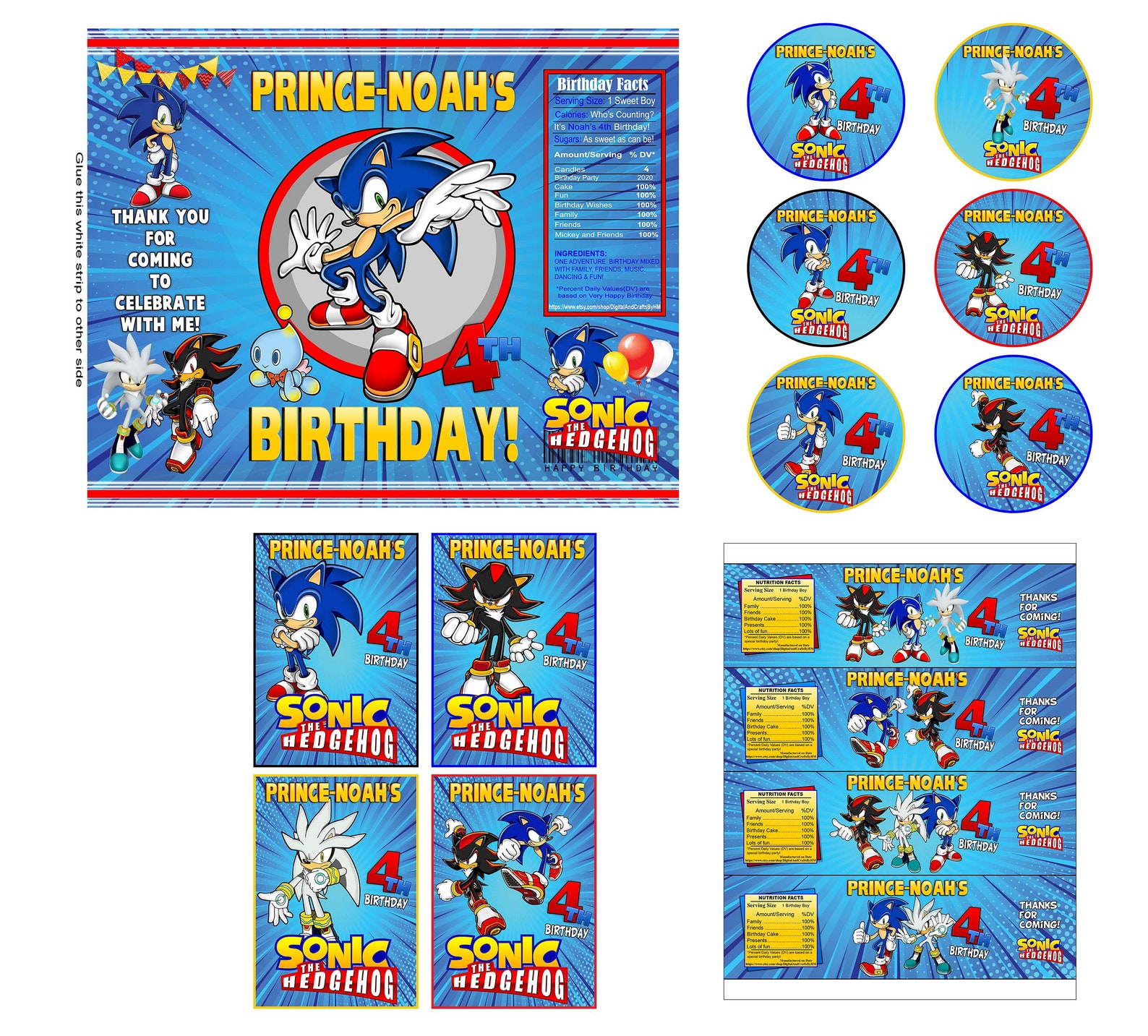 Inspire Sonic Theme Birthday Party labels Digital Files Only | Etsy