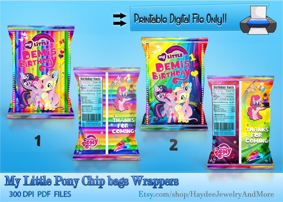 My Little Pony Chip Bags Wrappers-birthday Chip Bags - Etsy