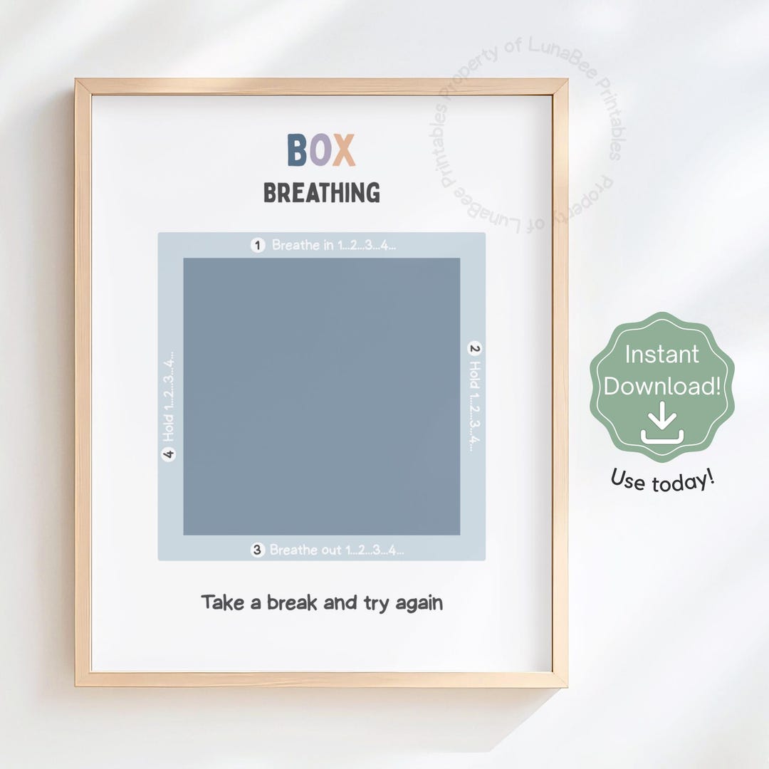 Box Breathing Poster for Kids | Deep Breathing Visual Tool ...
