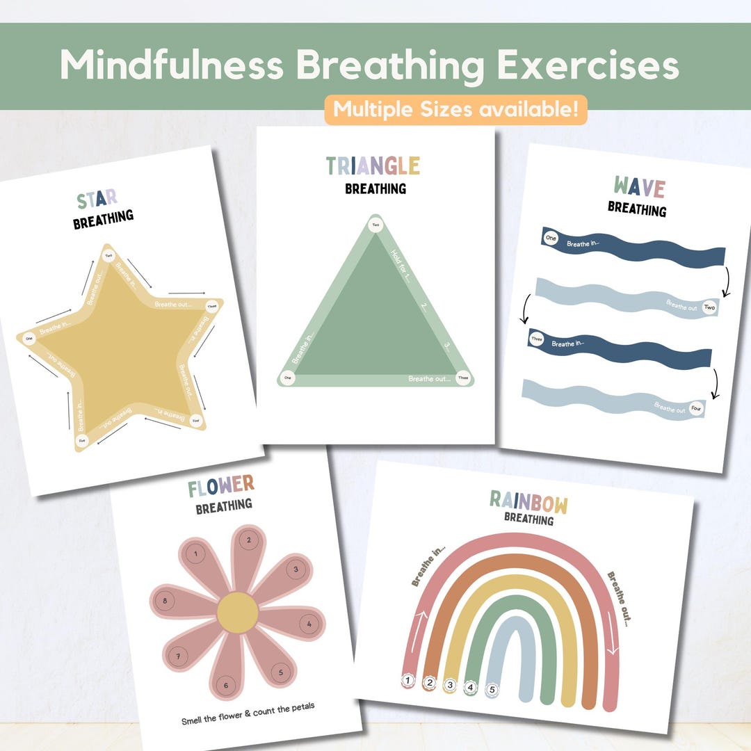 Mindfulness Breathing Exercises for Kids, Calm Corner Printables ...