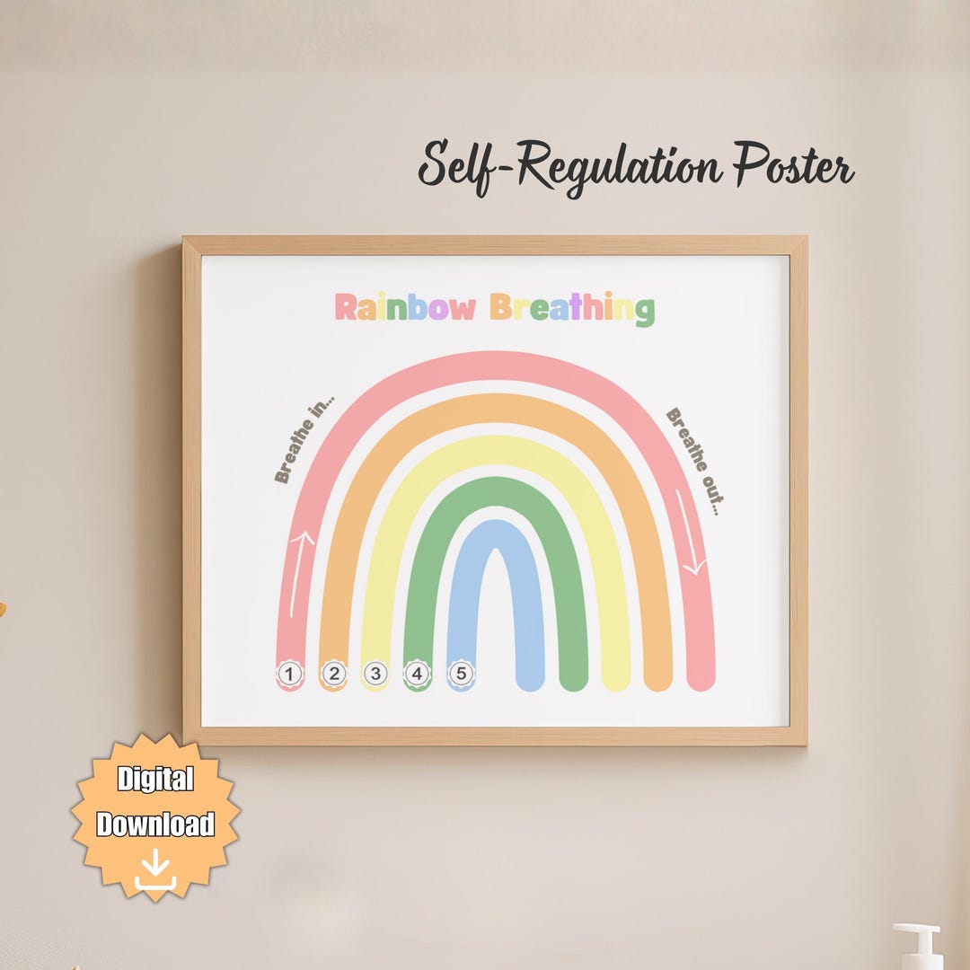 Rainbow Breathing Poster for Kids | Calm Down Corner (digital Download ...