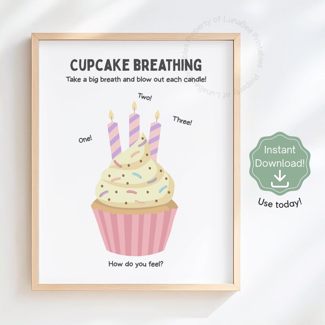 Cupcake Breathing Poster, Calm Corner Printable, Breathing Exercise ...