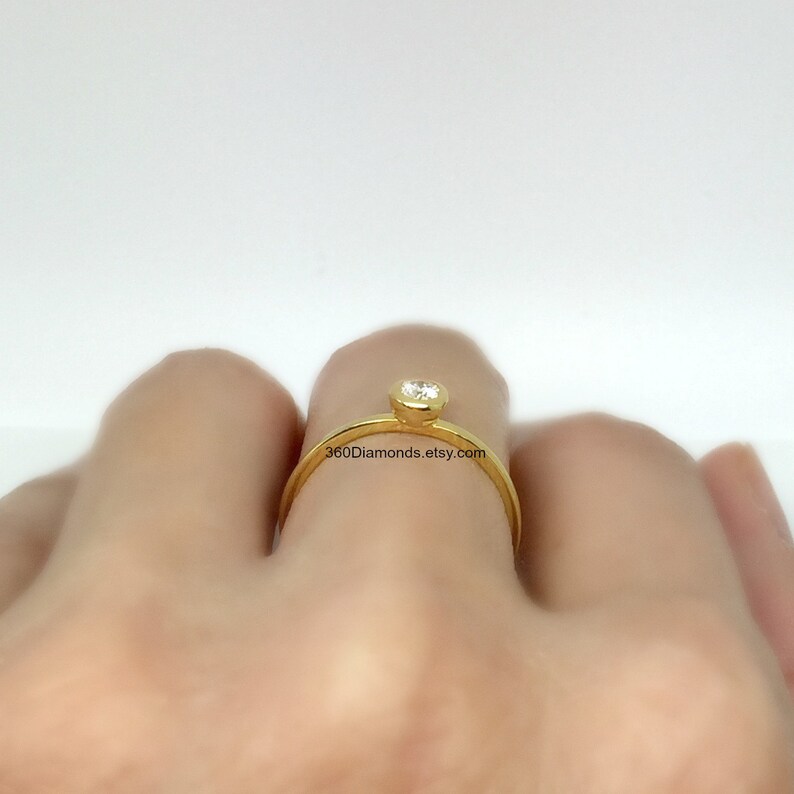 Solitaire Diamond Ring Tiny Diamond Ring Gold Engagement - Etsy