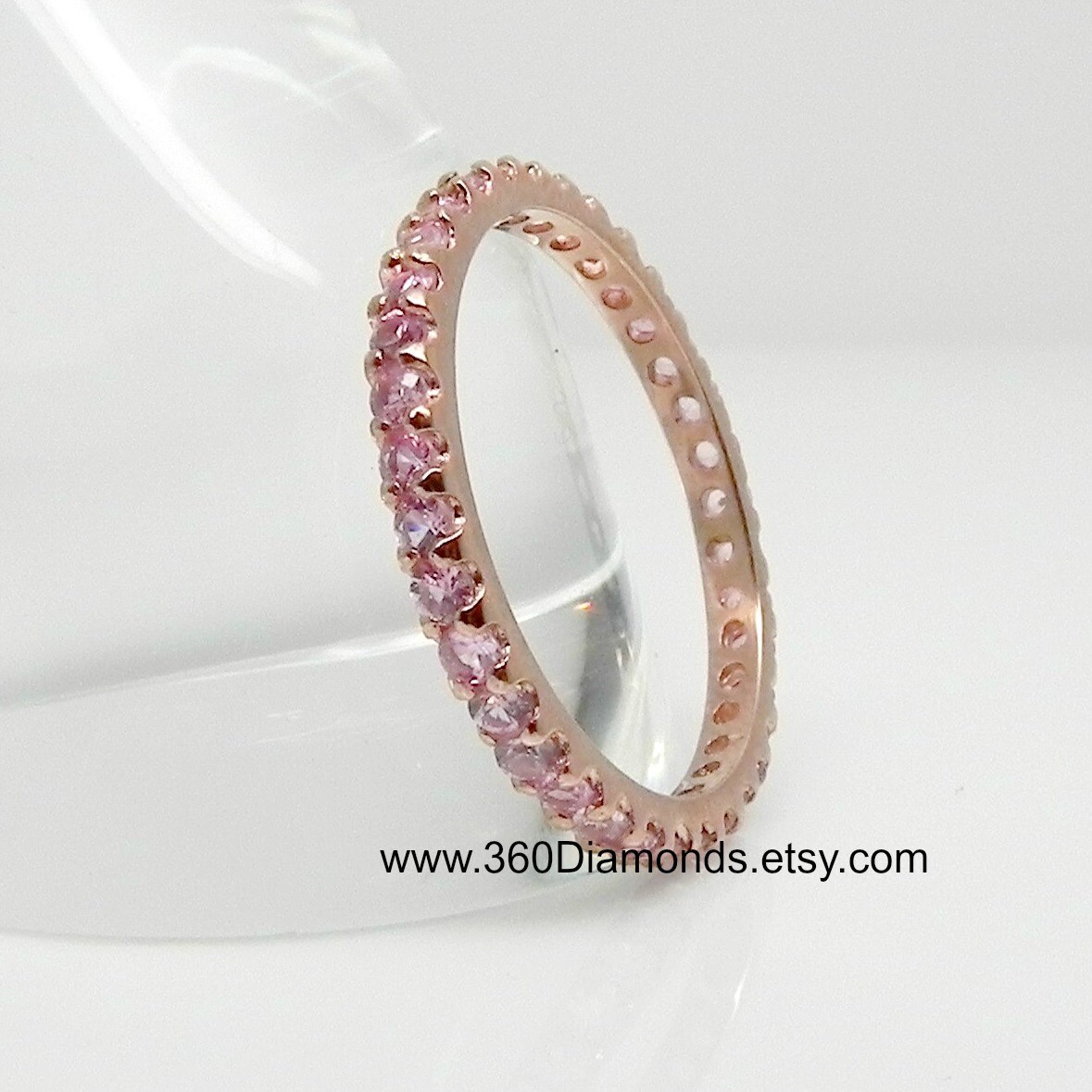 Pink Sapphire Eternity Ring, Pink Souffle Sapphire Ring, Rose Gold ...